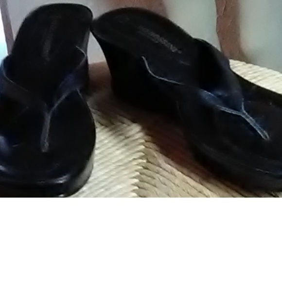 Aldo Rossini | Shoes | Aldo Rossini Black Leather Wedge Slides Size 8m ...